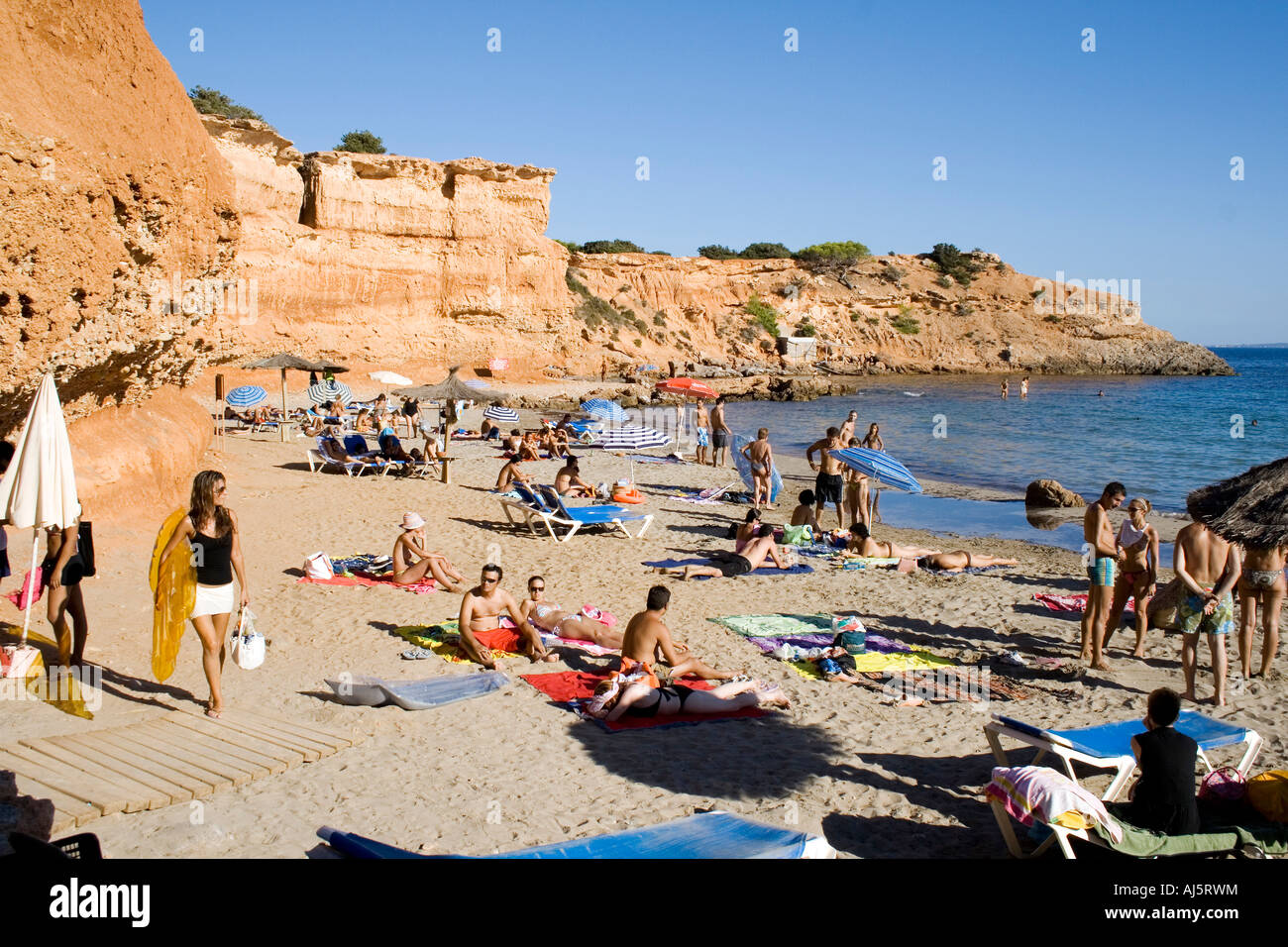 the bay and the beach of Sa Caleta Stock Photo - Alamy