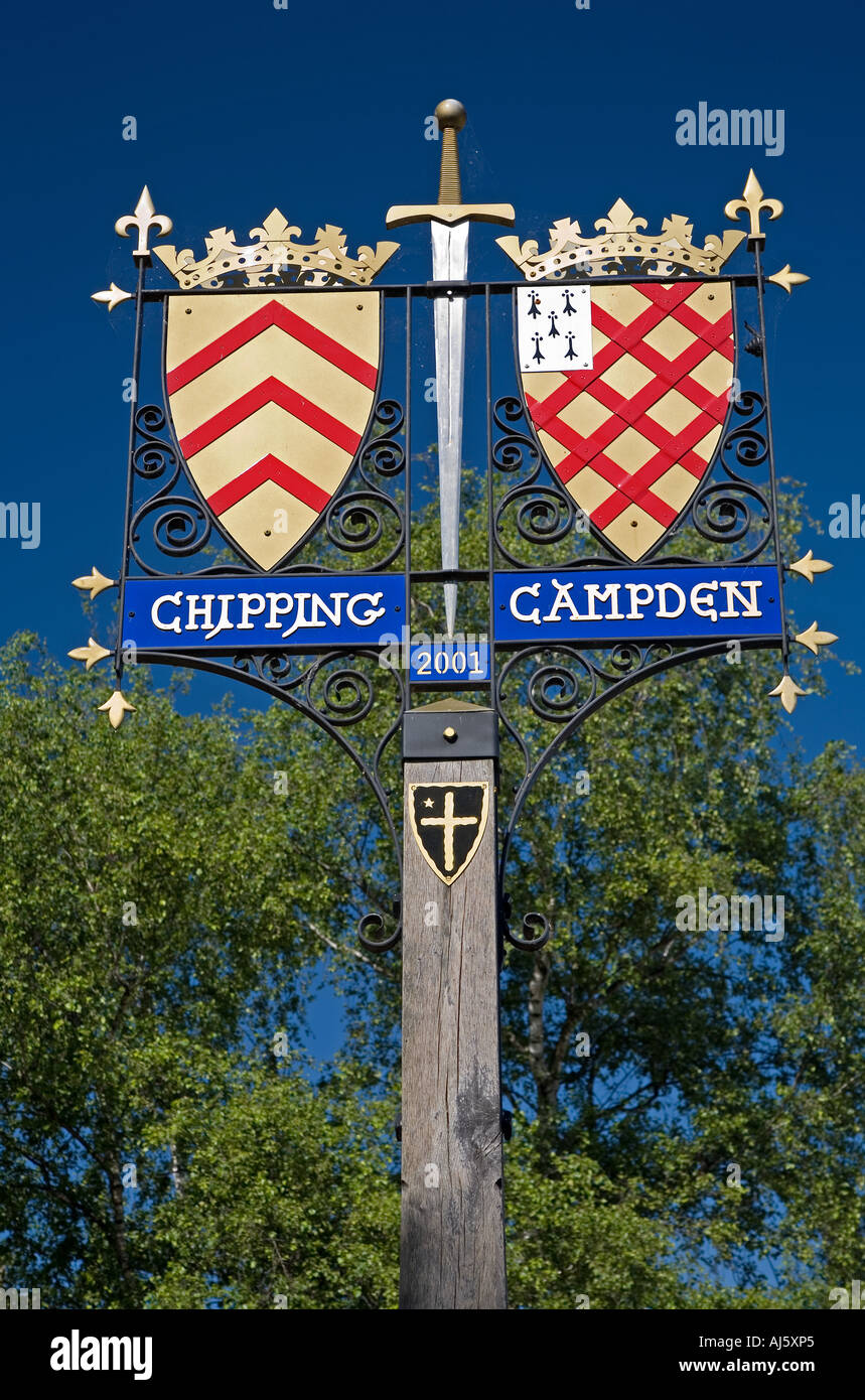 Chipping campden town sign Stock Photo - Alamy
