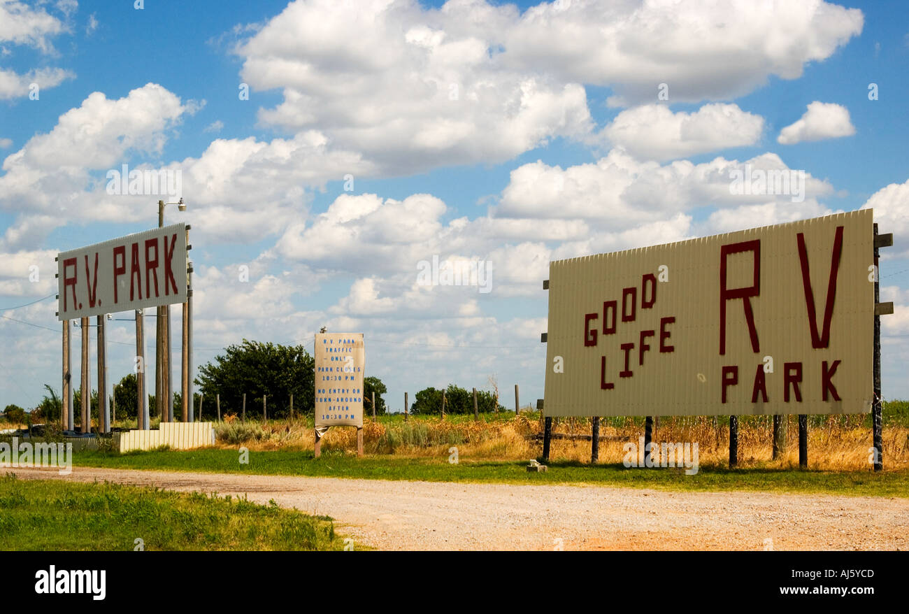 RV Park sign on display in the USA, directing travelers and campers to ...