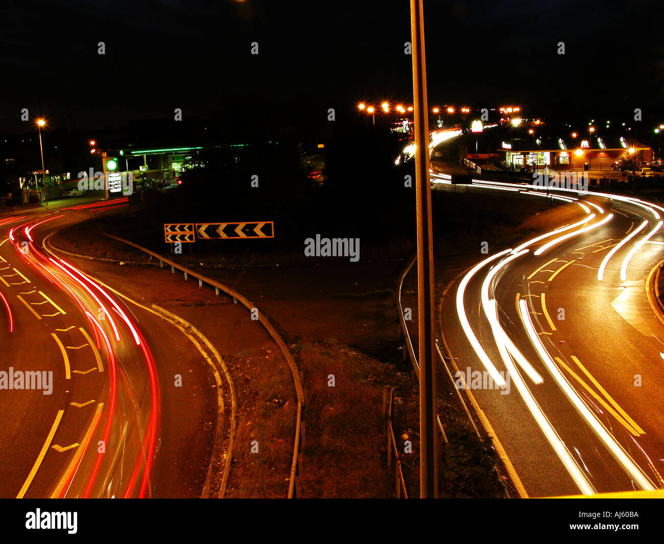 light trails1 around old roundabout Stock Photo - Alamy