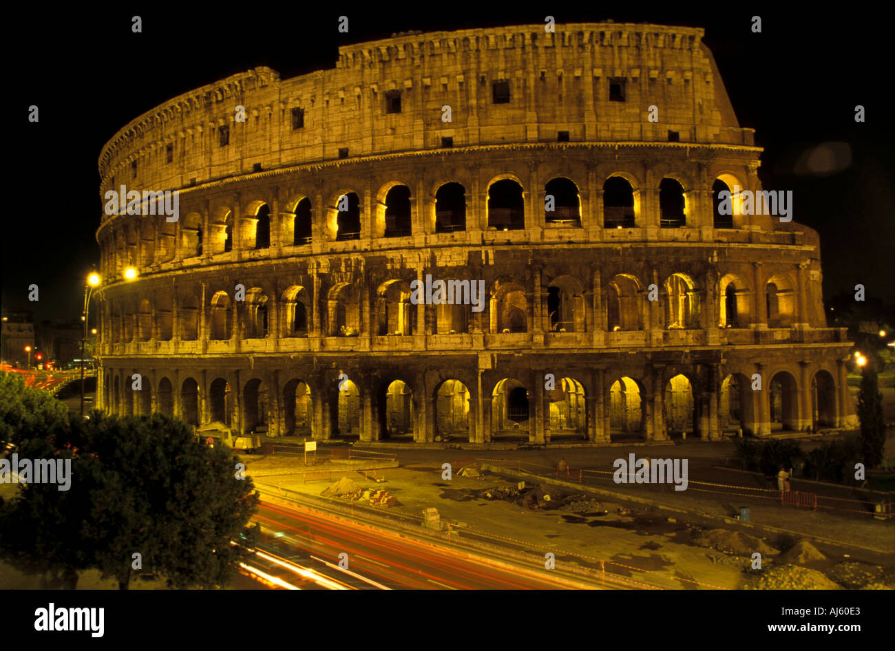 Europe Italy Rome Colosseum at night travel destination art ...