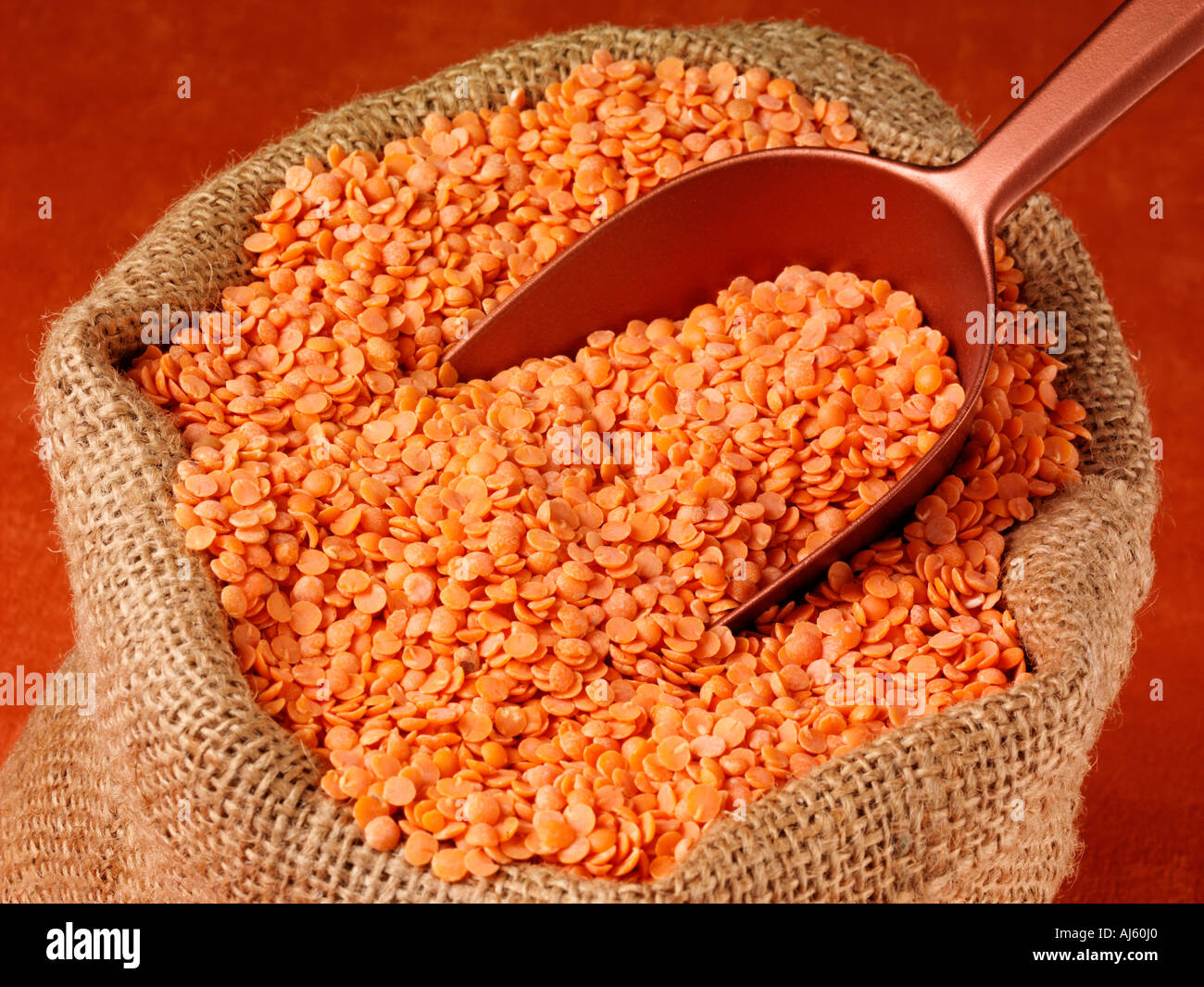 SACK OF RED SPLIT LENTILS Stock Photo - Alamy