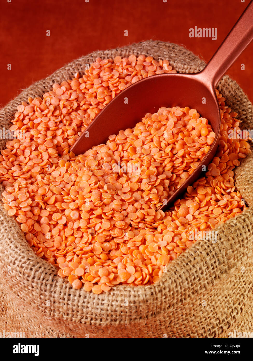 SACK OF RED SPLIT LENTILS Stock Photo - Alamy