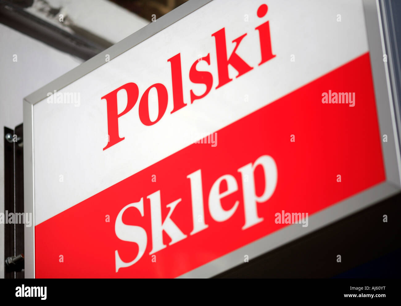 Sign for Polish shop on shopping street in London Stock Photo - Alamy
