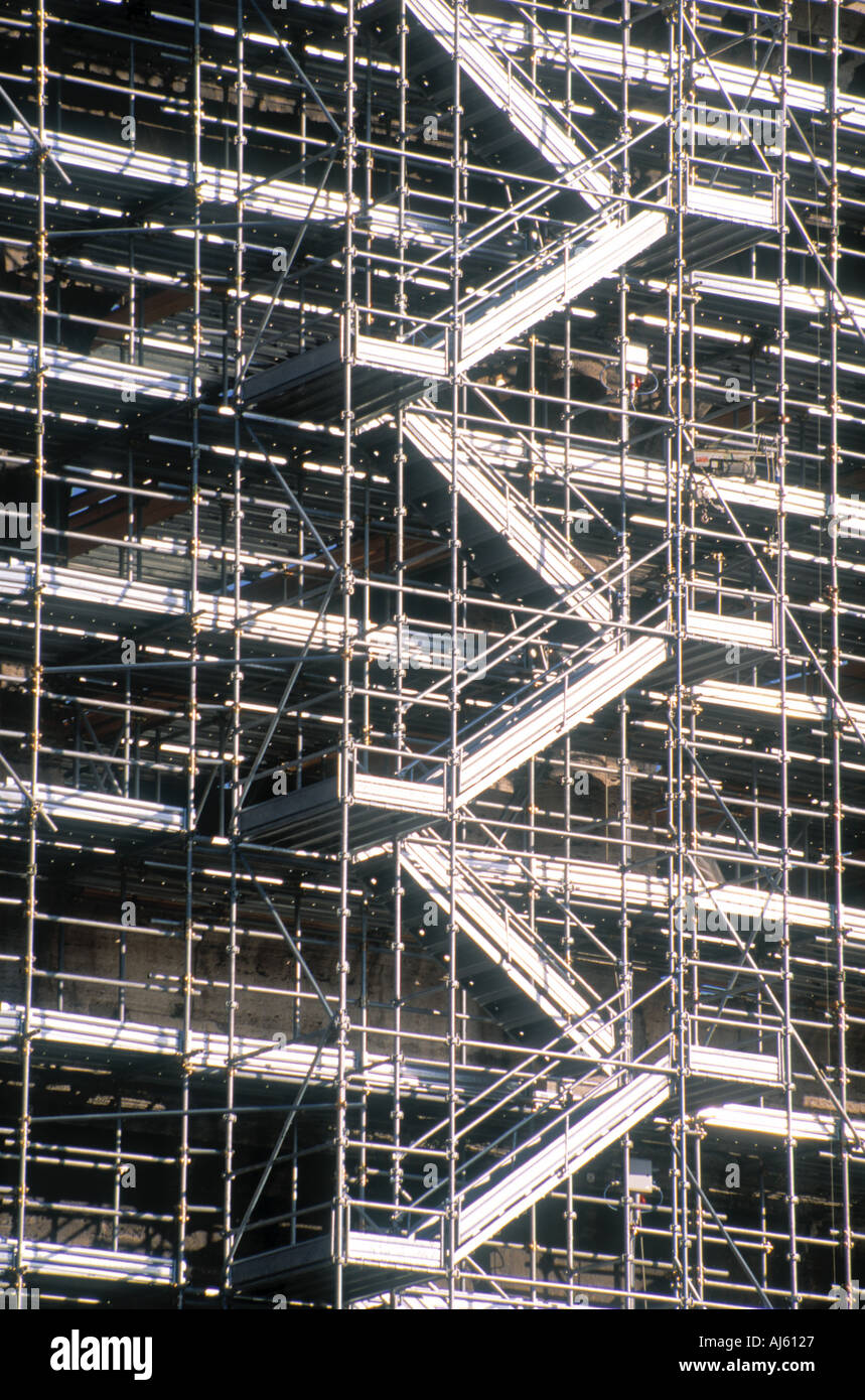 Scaffolding against multi storey building Rome Lazio Italy Stock Photo ...