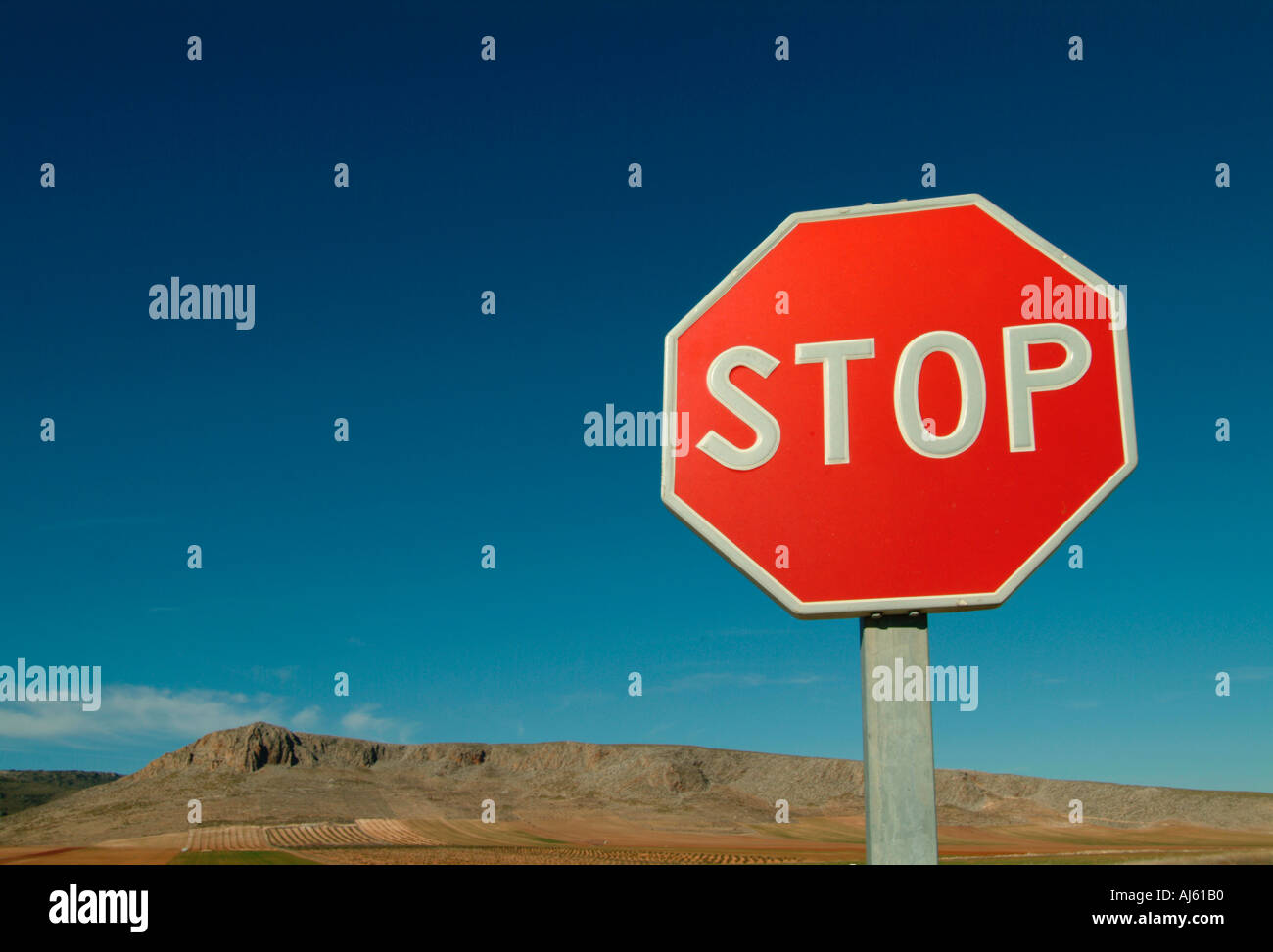 Stop sign Sierra Nevada Spain Stock Photo - Alamy