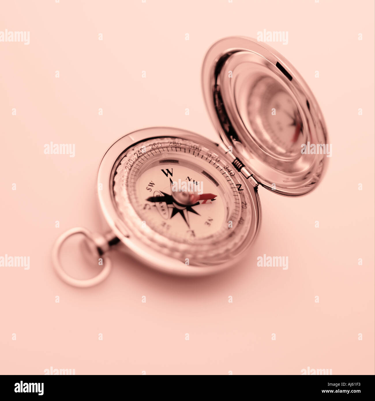 Pocket compass on plain background Stock Photo - Alamy