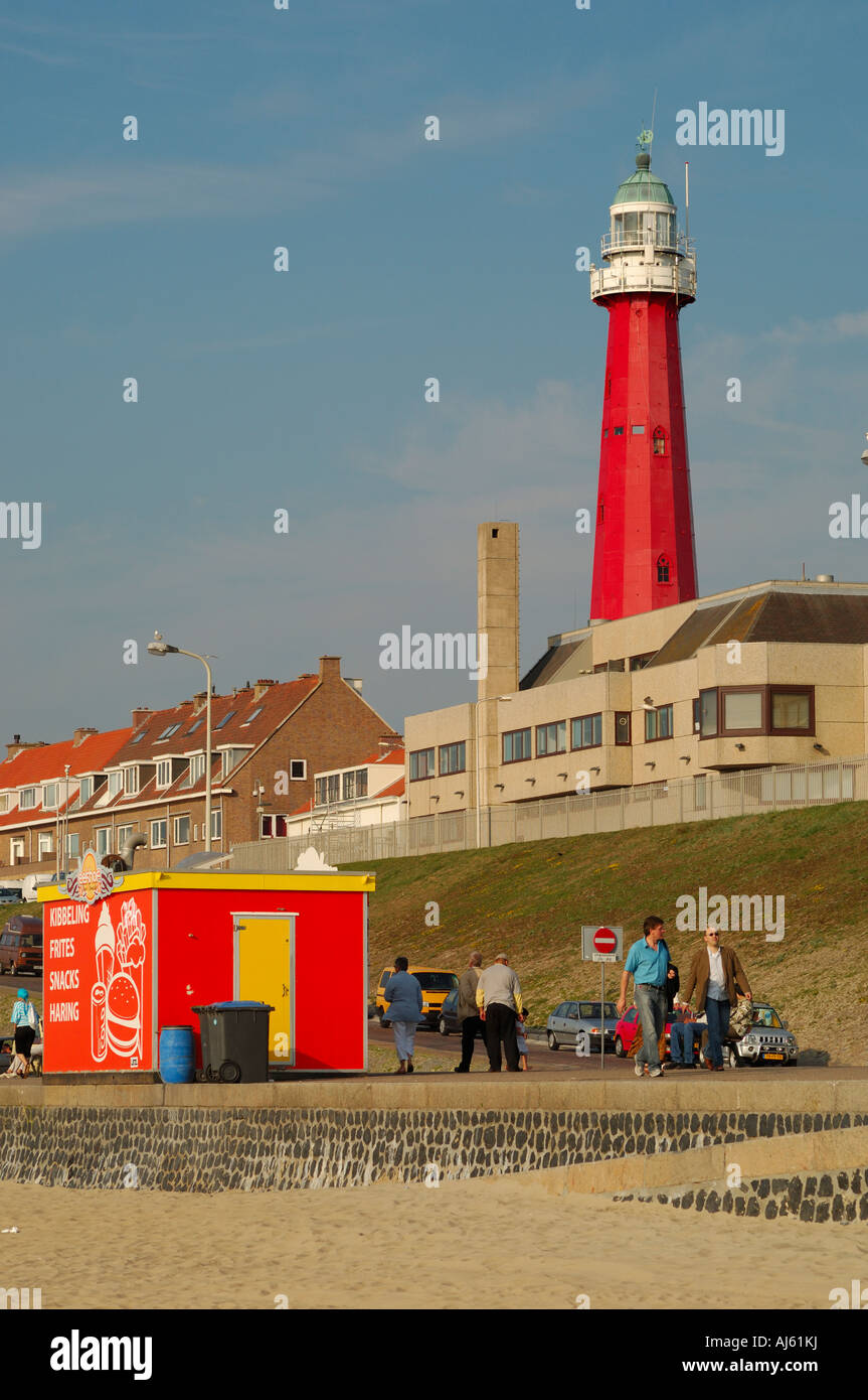 Lighthouse from city Scheveningen province Zuid-Holland with a bleu sky ...