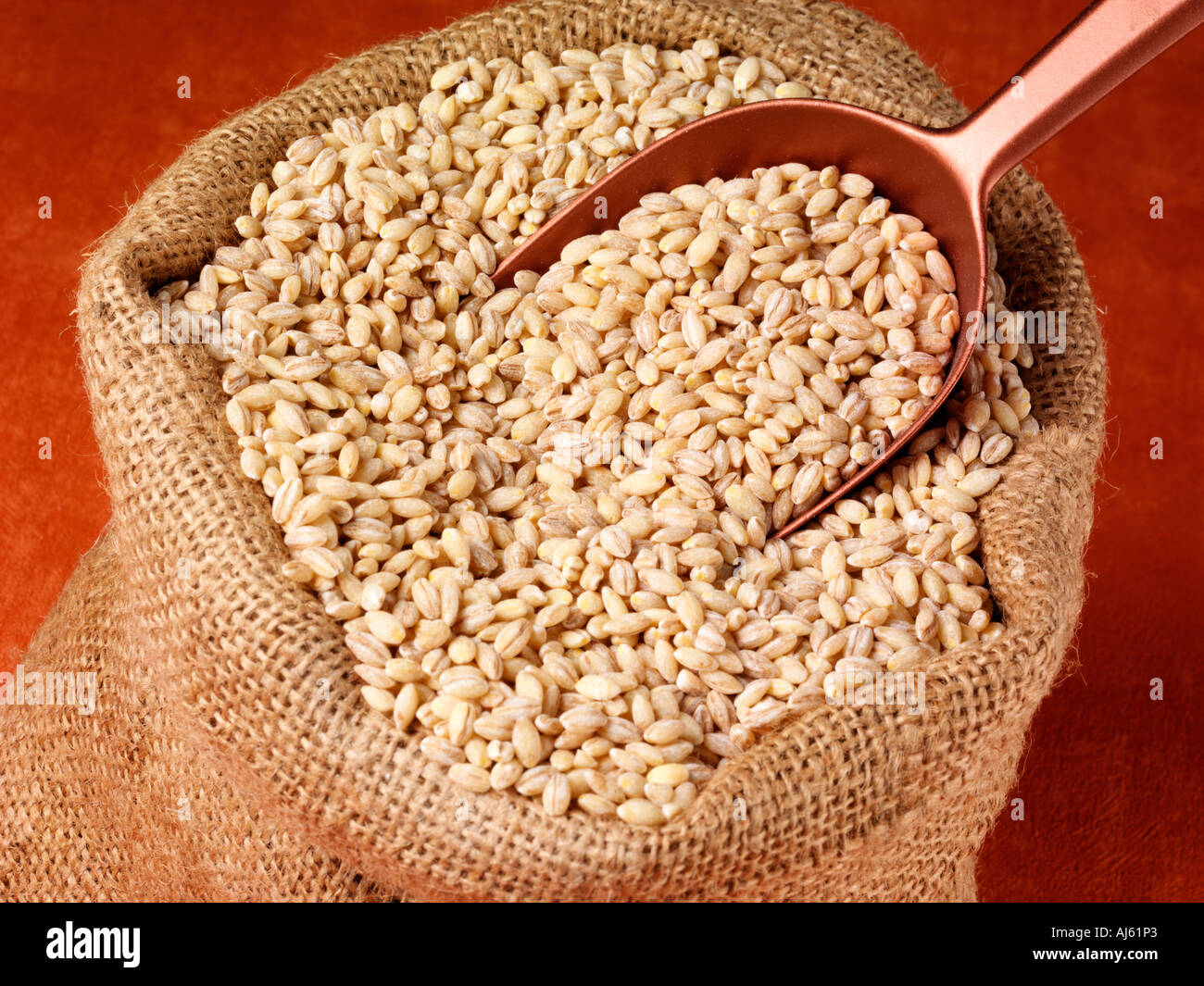SACK OF PEARL BARLEY Stock Photo - Alamy