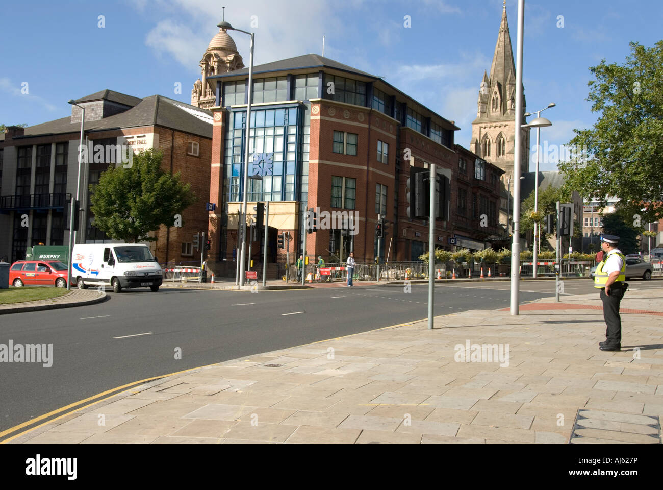 Stock Photo of a special constable watching the traffic at a roundabout ...