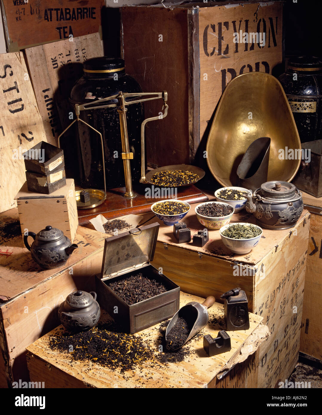 Selection of green leaf and flower teas Stock Photo - Alamy