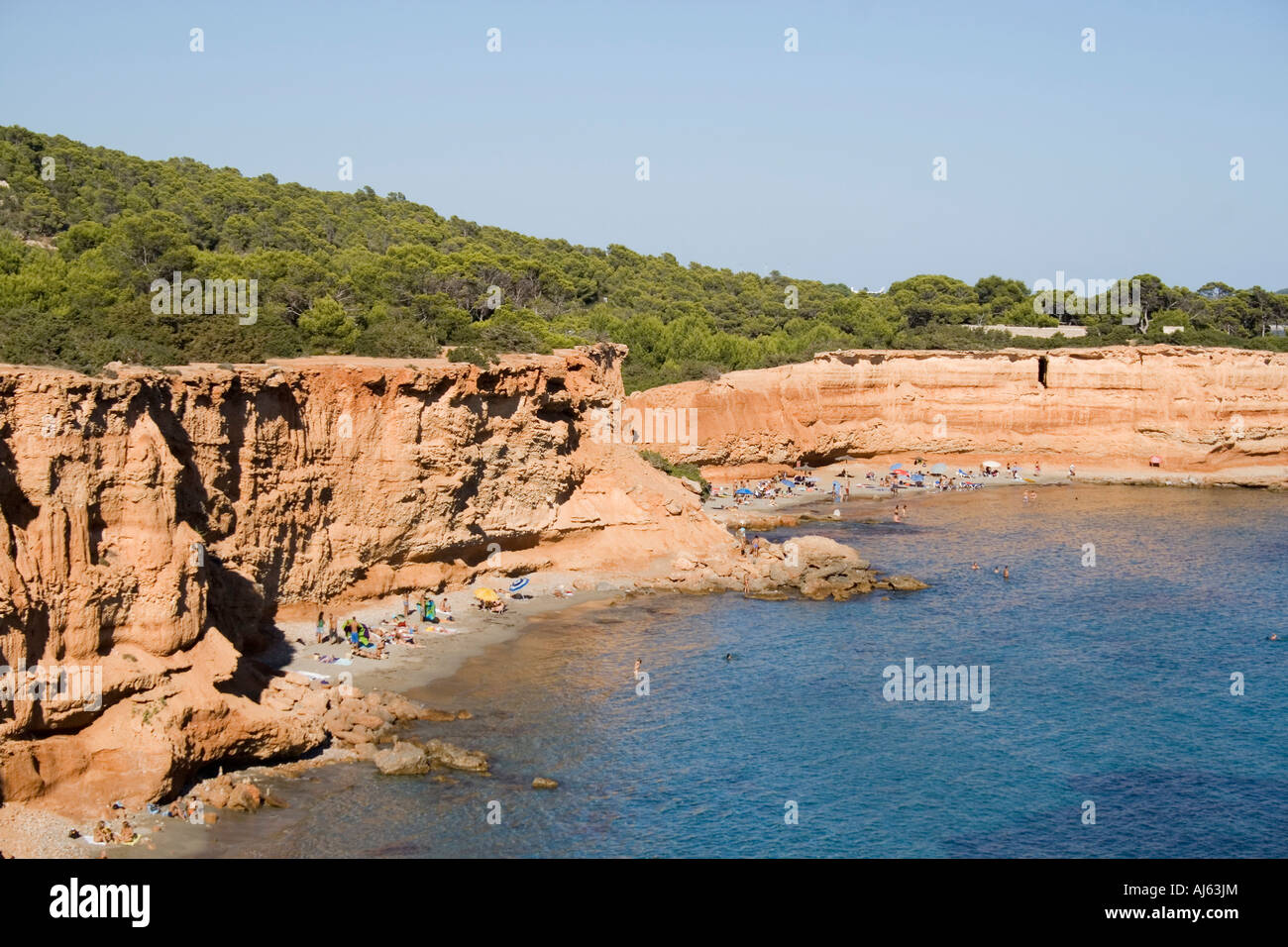 the bay and the beach of Sa Caleta Stock Photo - Alamy