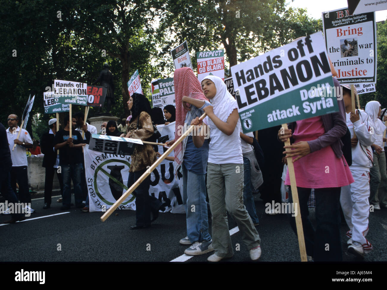 Protesters Holding Hands Off Lebanon Banner London Stock Photo - Alamy