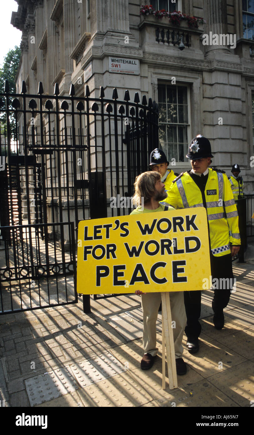 Peace Activist In Whitehall London Stock Photo - Alamy