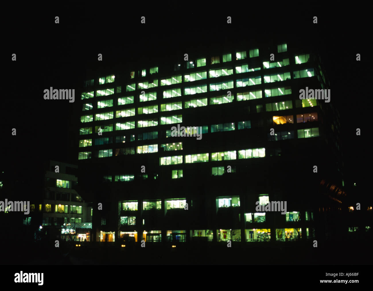 Office Building With Lights On At Night London UK Stock Photo - Alamy