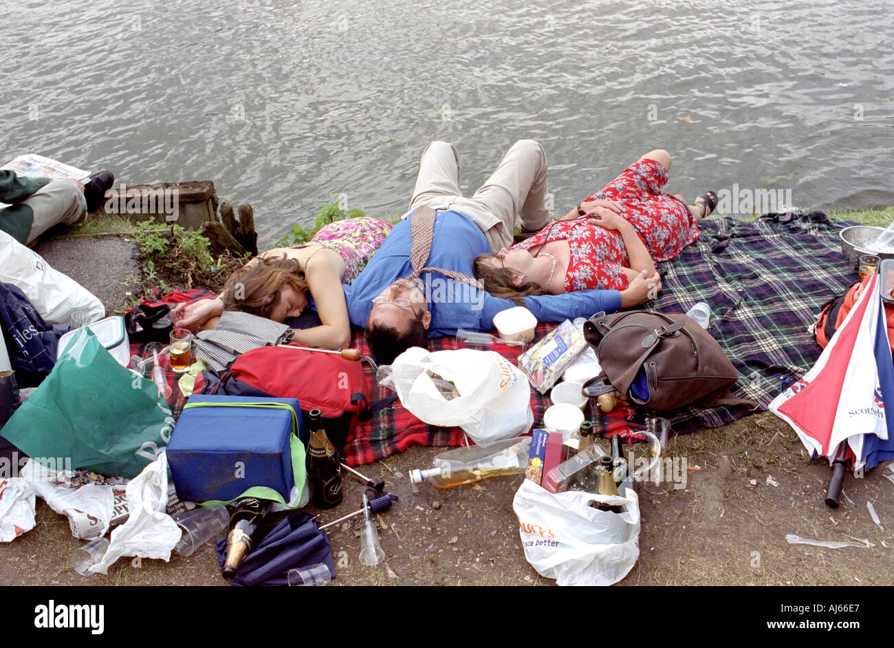 Drunk People on Riverside At Henley Regatta UK Stock Photo - Alamy