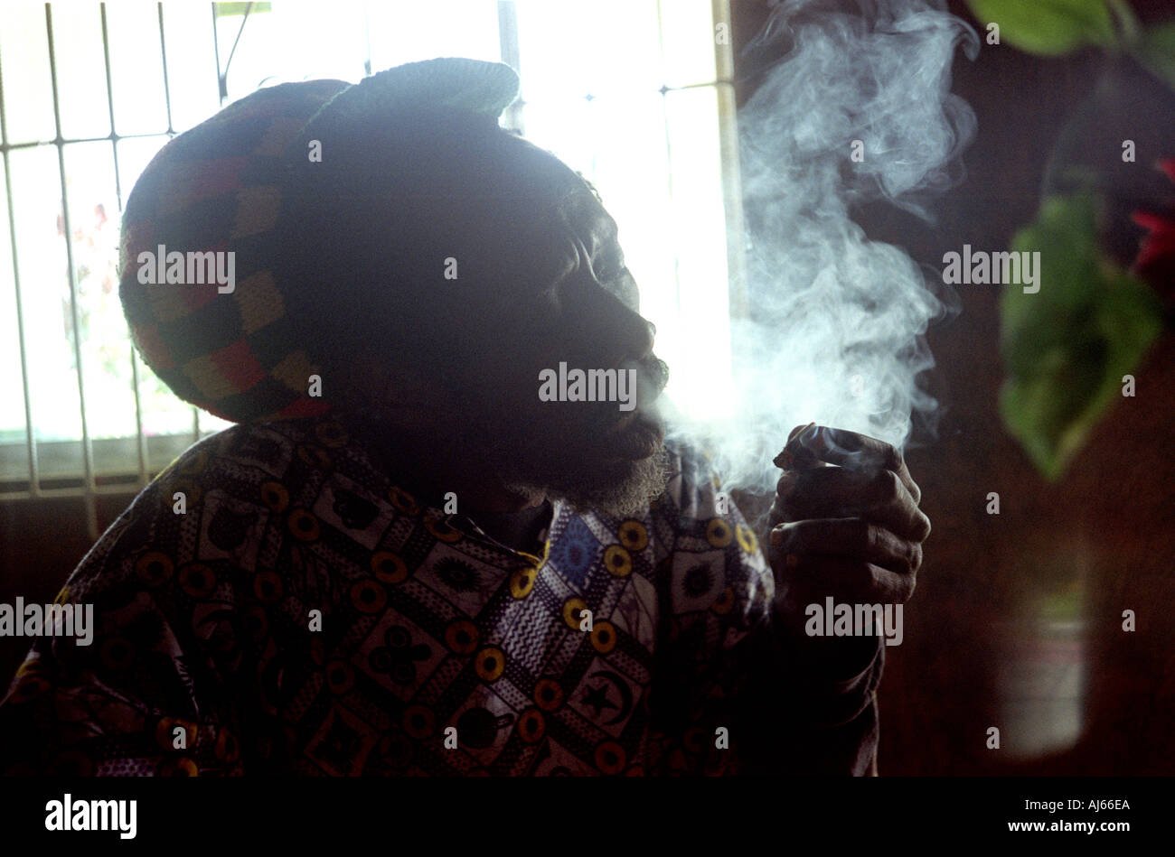 Rasta man smoking ganja in hi-res stock photography and images - Alamy