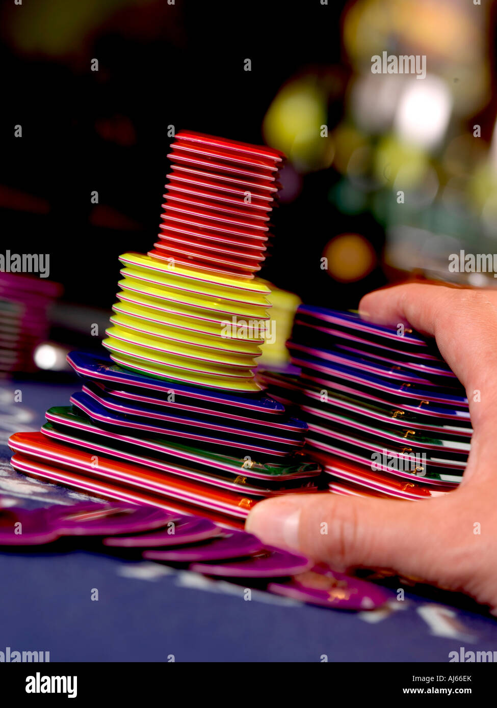 stacks of black jack chips Stock Photo - Alamy