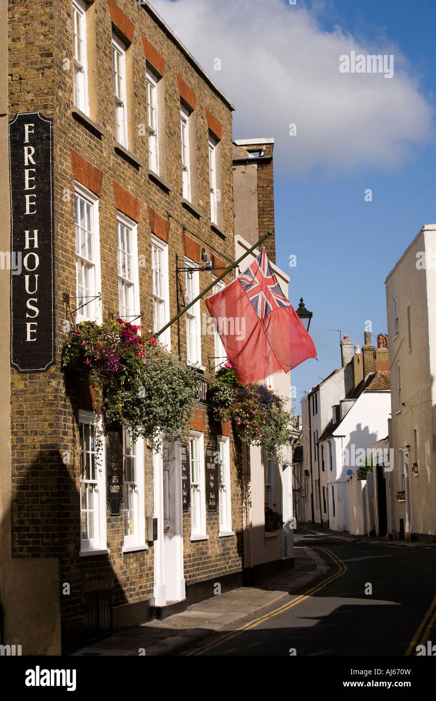 UK Kent Deal Old Town Middle Street Red Ensign flying outside the Ship ...