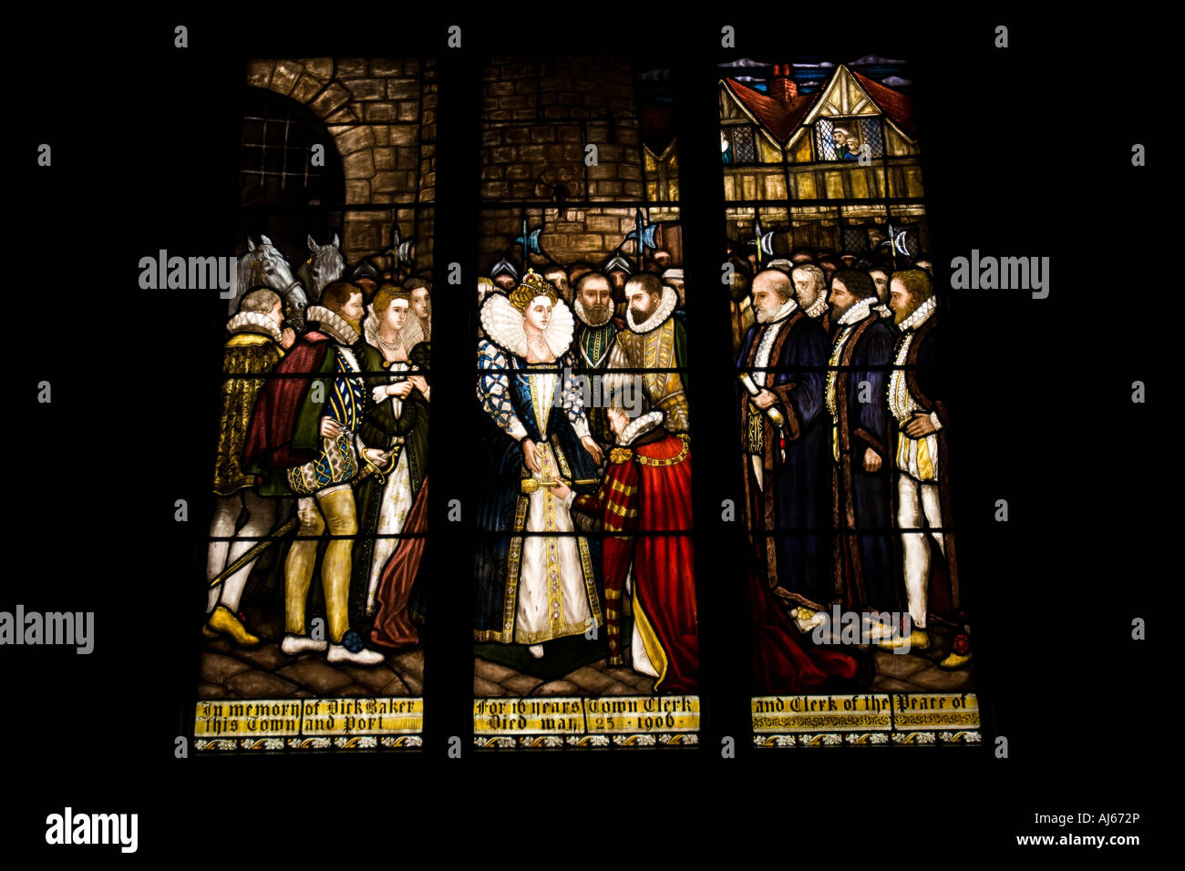 UK Kent Sandwich Guildhall Queen Elizabeth stained glass window ...