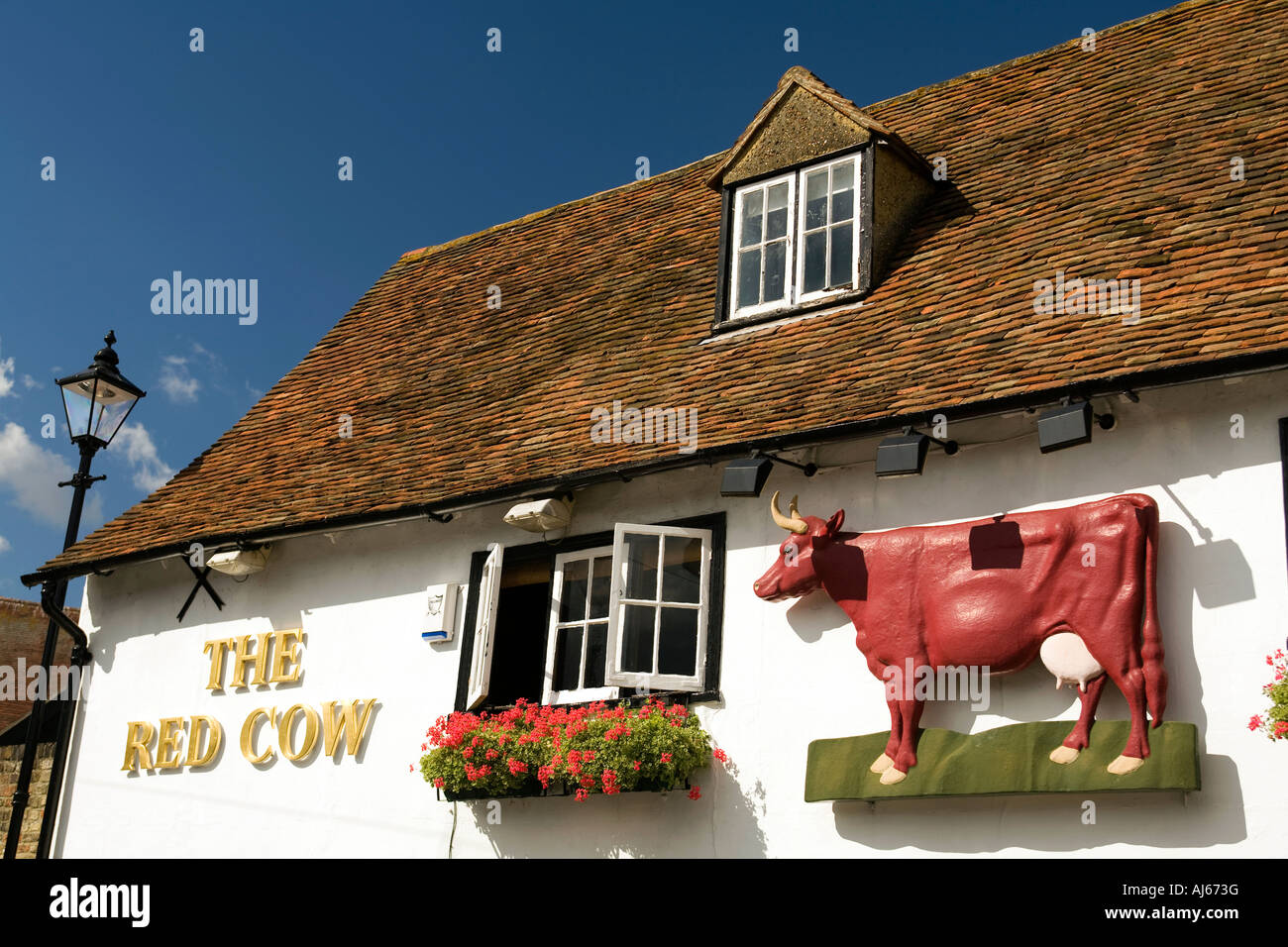 UK Kent Sandwich Moat Sole large sign on side of Red Cow Public House ...