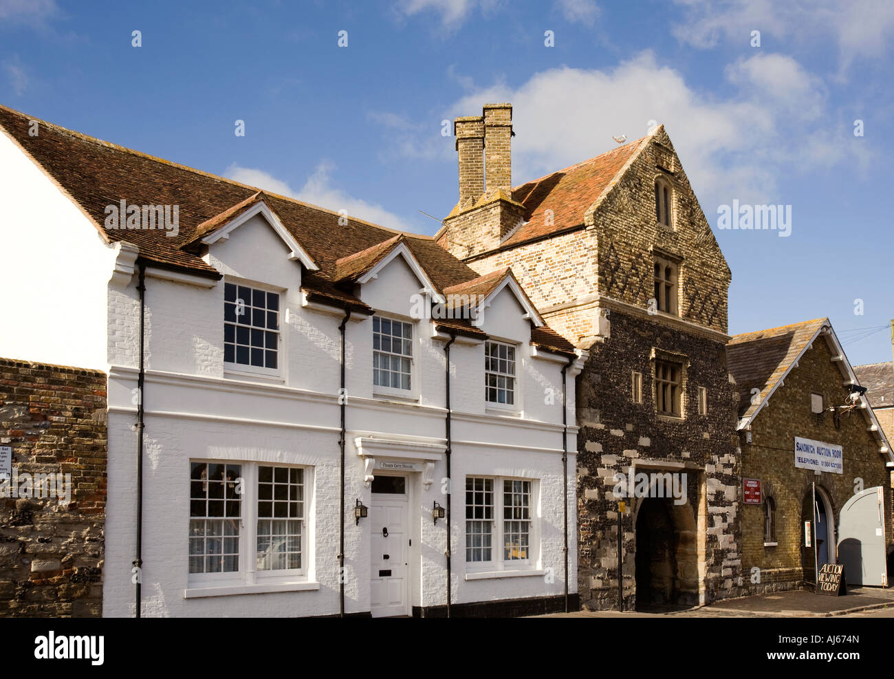 UK Kent Sandwich Quay Fisher Gate the last remaining medieval town wall ...