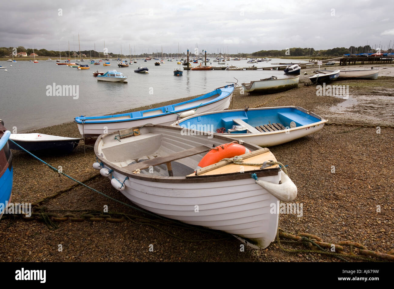 West Sussex Manhood Peninsula Itchenor boats in Chichester Harbour at ...