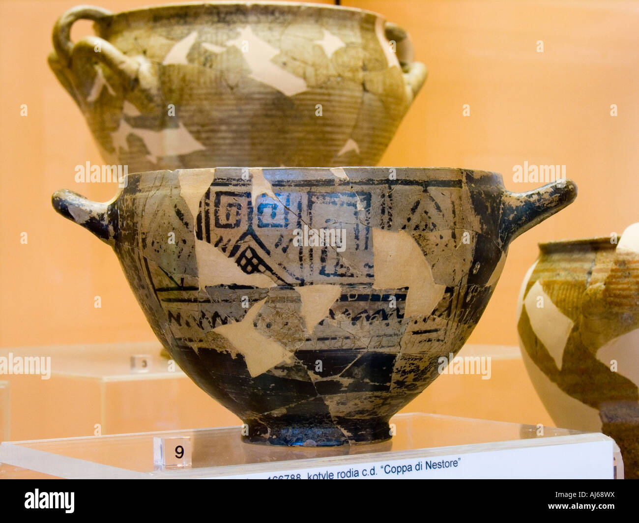 Nestor Cup, archeological museum, Ischia, Italy Stock Photo - Alamy