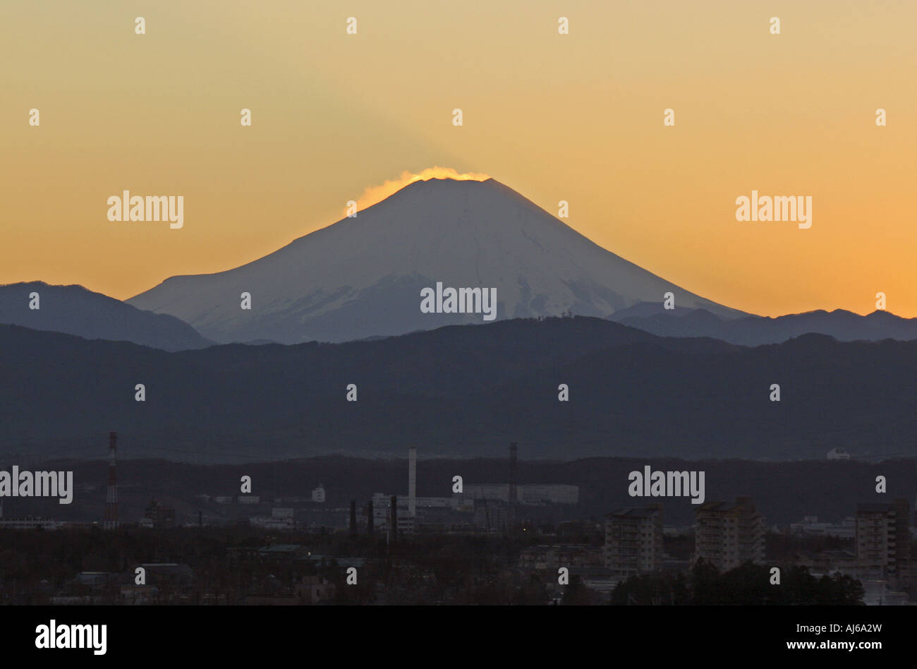 Mount Fuji at Sunset view from Tokyo Japan Stock Photo - Alamy