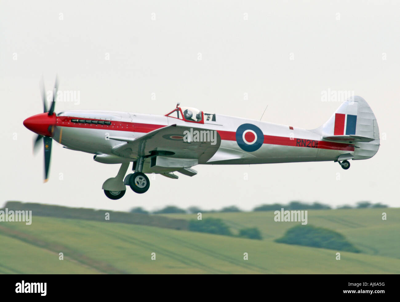 Griffon engined Spitfire is to take off Duxford Airfield England UK ...