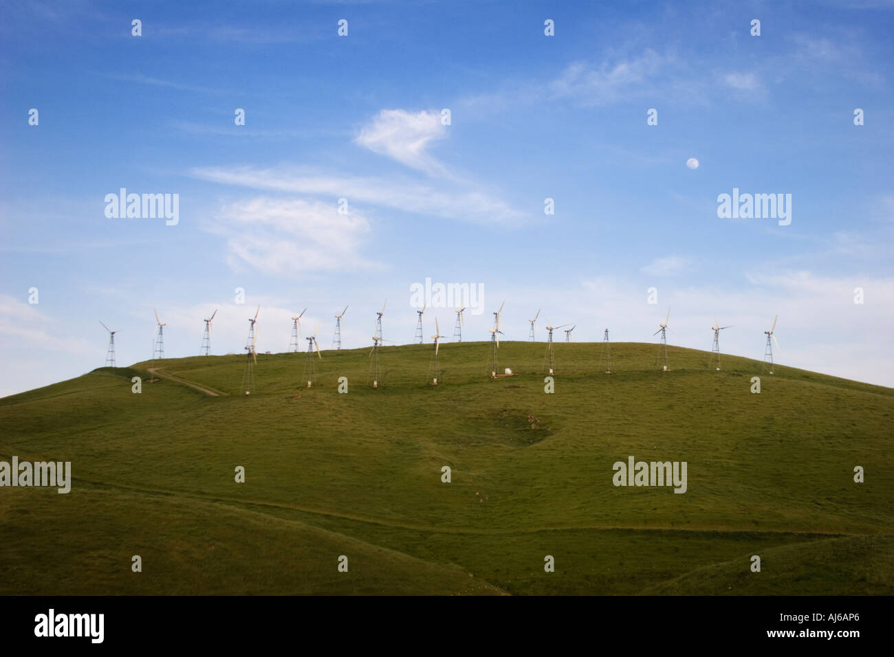 Windmills at Altamont Pass Wind Resource Area in Alameda County ...