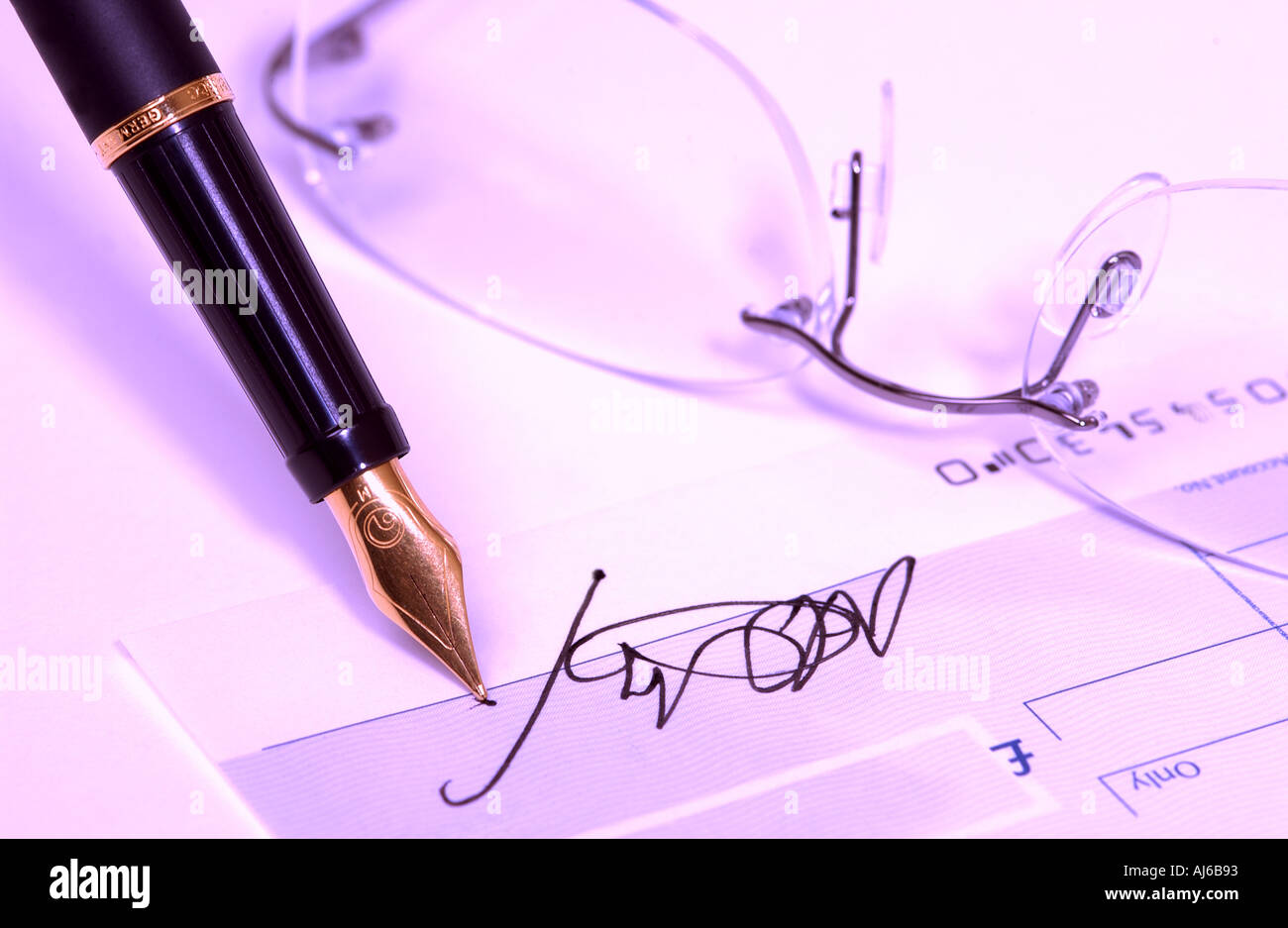 Cheque book signature hi-res stock photography and images - Alamy