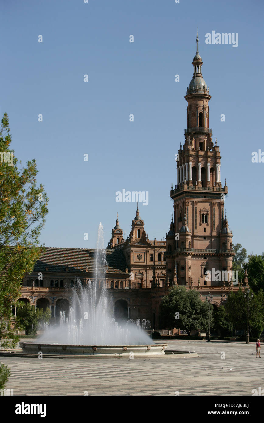 1 of 2 towers at the ends of a long curved building at the Plaza de ...