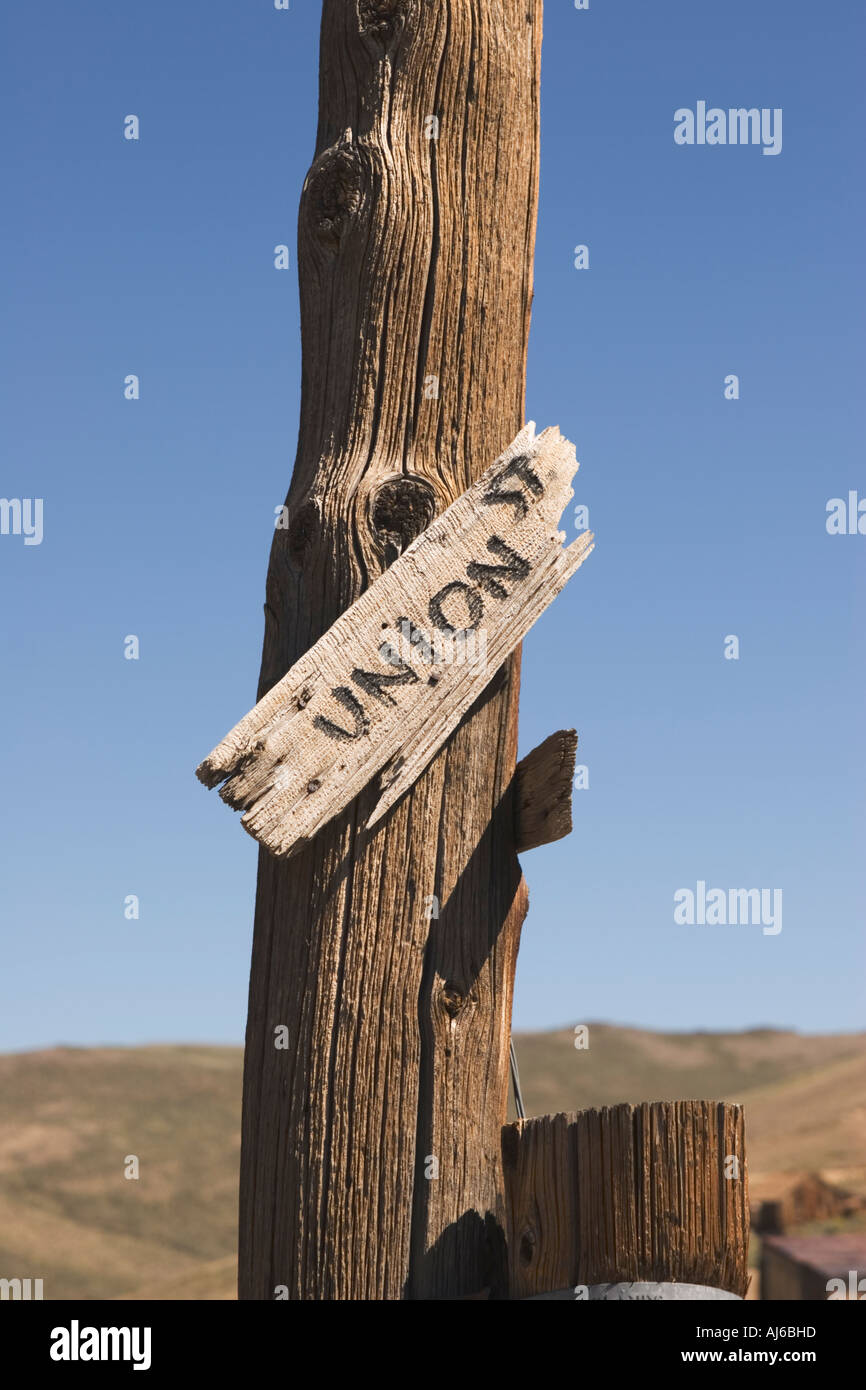 Weathered wooden street sign at Bodie State Historic Park Ghost Town ...