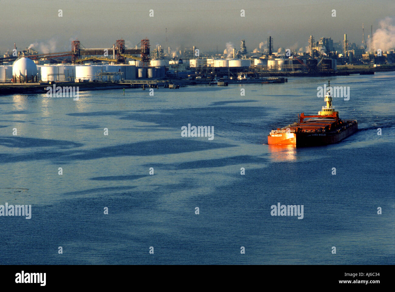 Cargo ship in ship channel Houston Texas Stock Photo - Alamy