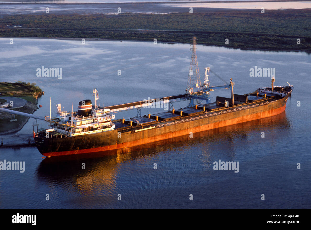 Cargo ship in ship channel Houston Texas Stock Photo - Alamy