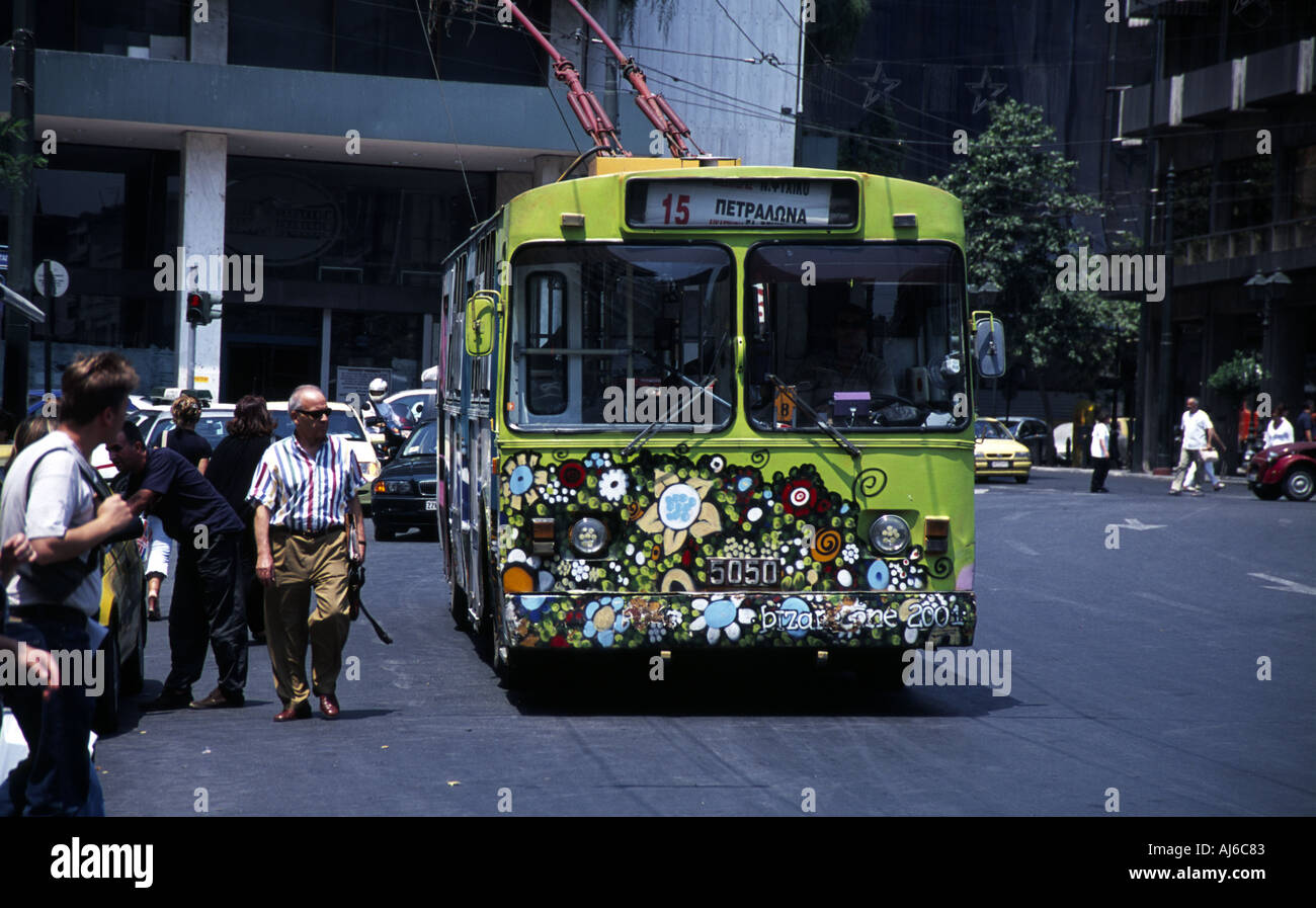 Trolley at Omonia Square Athens Stock Photo - Alamy