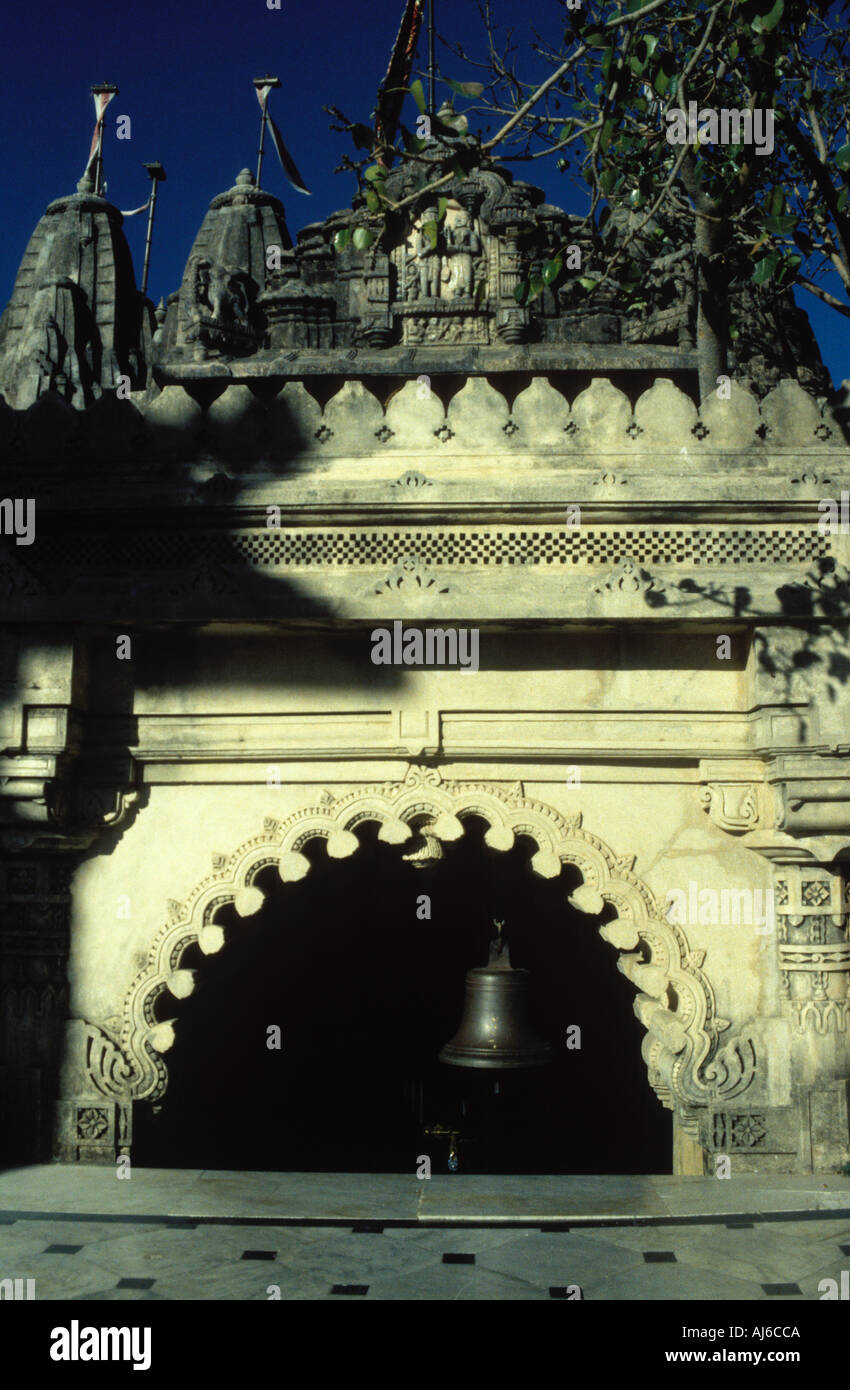 The bell of one of many Jain shrines at Palitana Gujarat India Stock ...