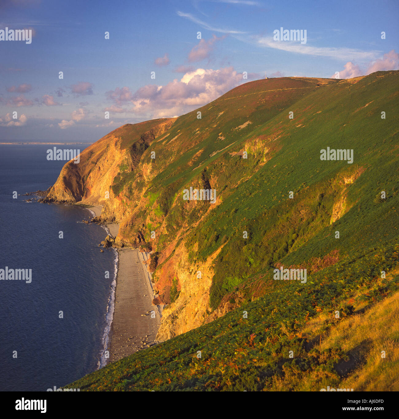 Countisbury Hill and Foreland Point with Sillery Sands at foot of steep ...