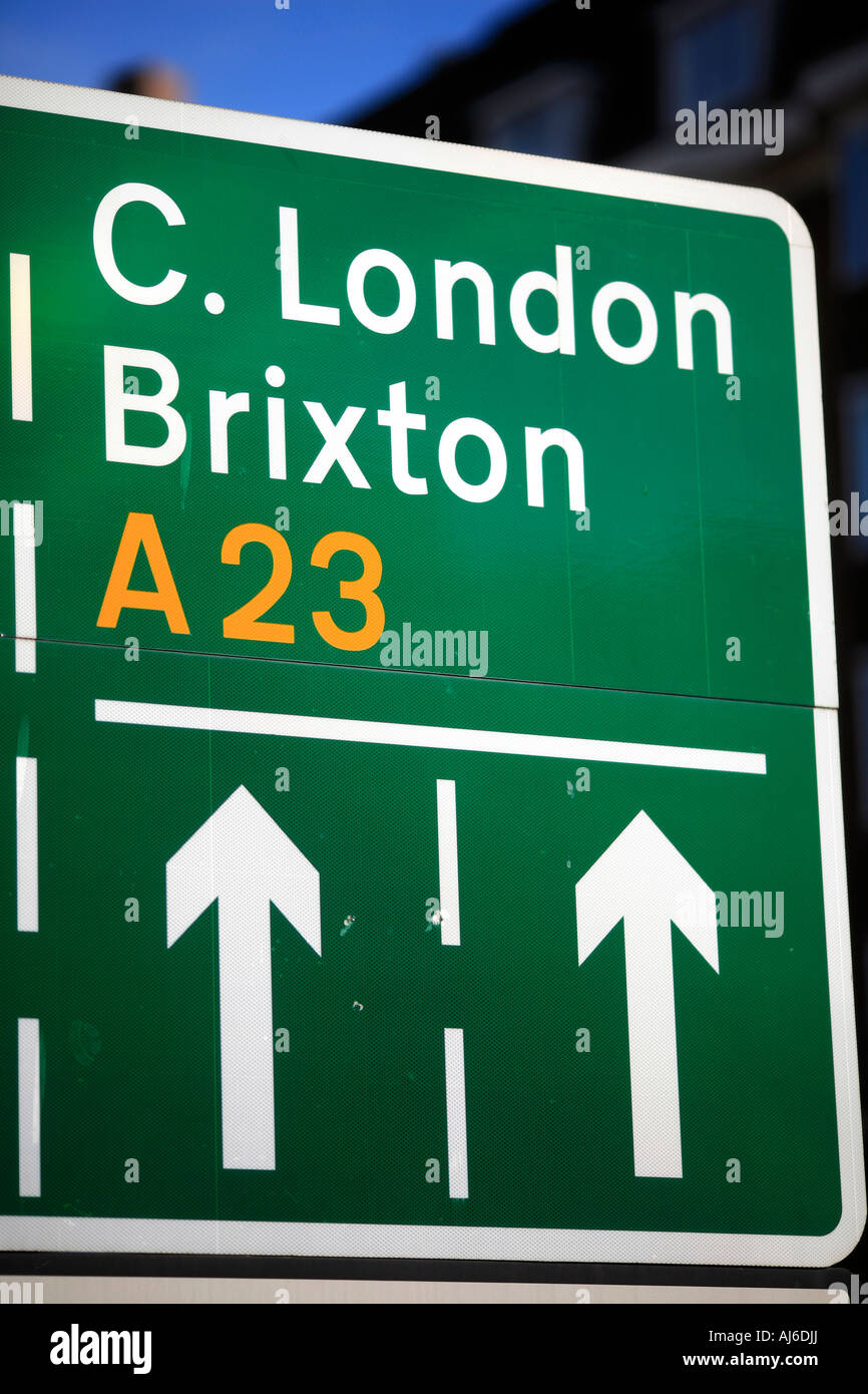 Direction sign for Central London and Brixton Stock Photo - Alamy