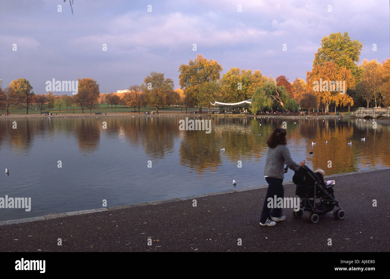 Mother and Push Chair Hyde Park Lake London UK Stock Photo - Alamy
