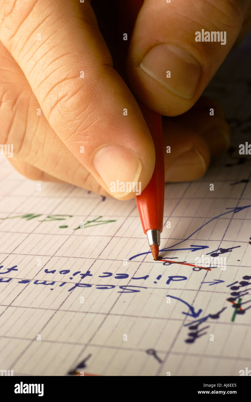 Close up of hand marking up a well log Stock Photo - Alamy