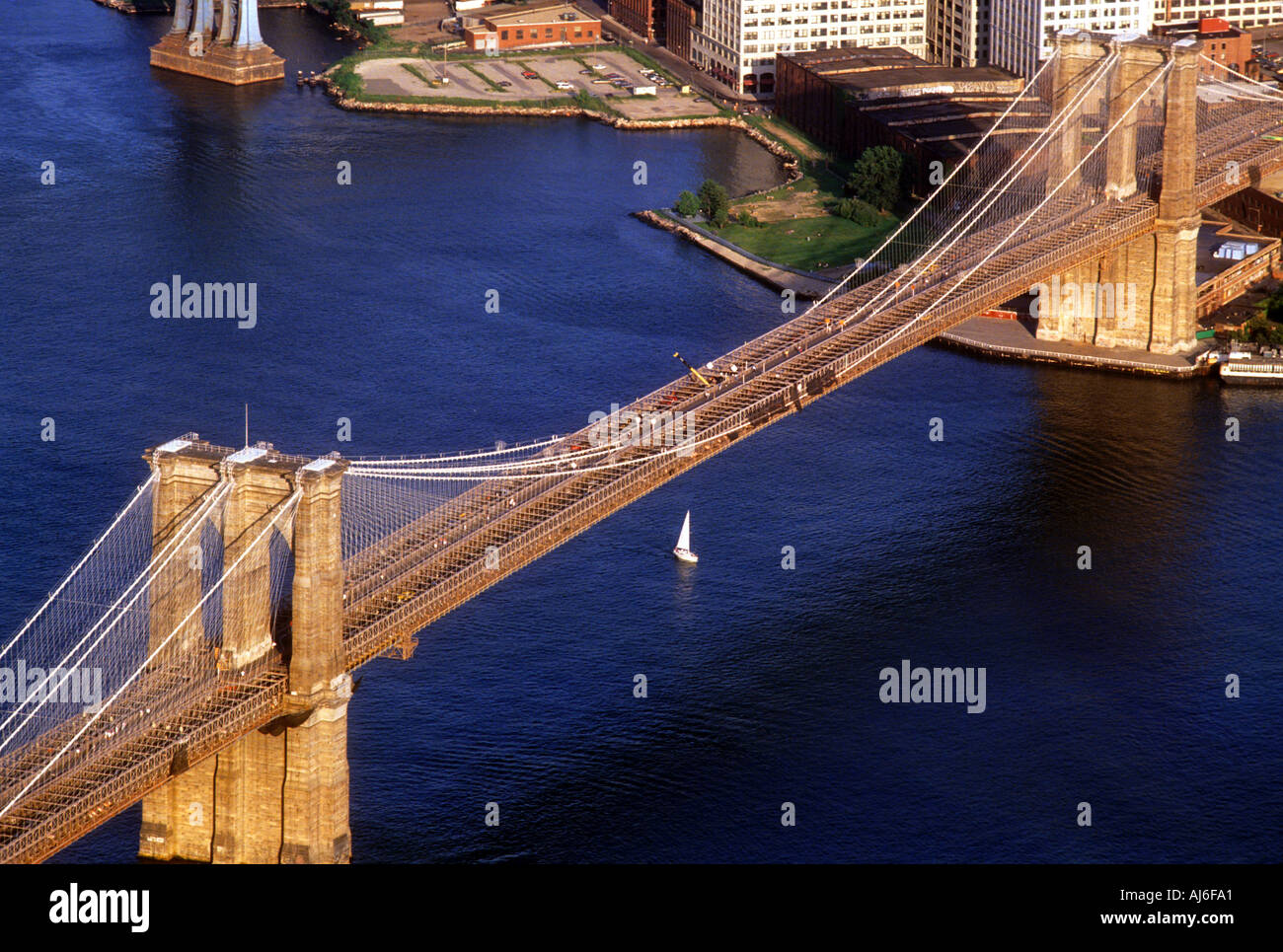 Aerial view of the Brooklyn Bridge in New York City USA Stock Photo - Alamy