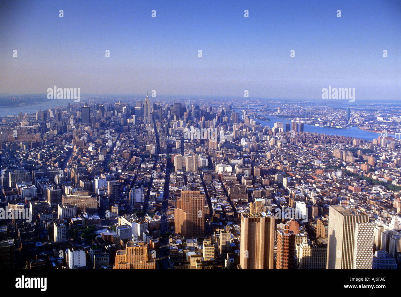 Aerial view of Manhattan skyline in New York City USA Stock Photo - Alamy