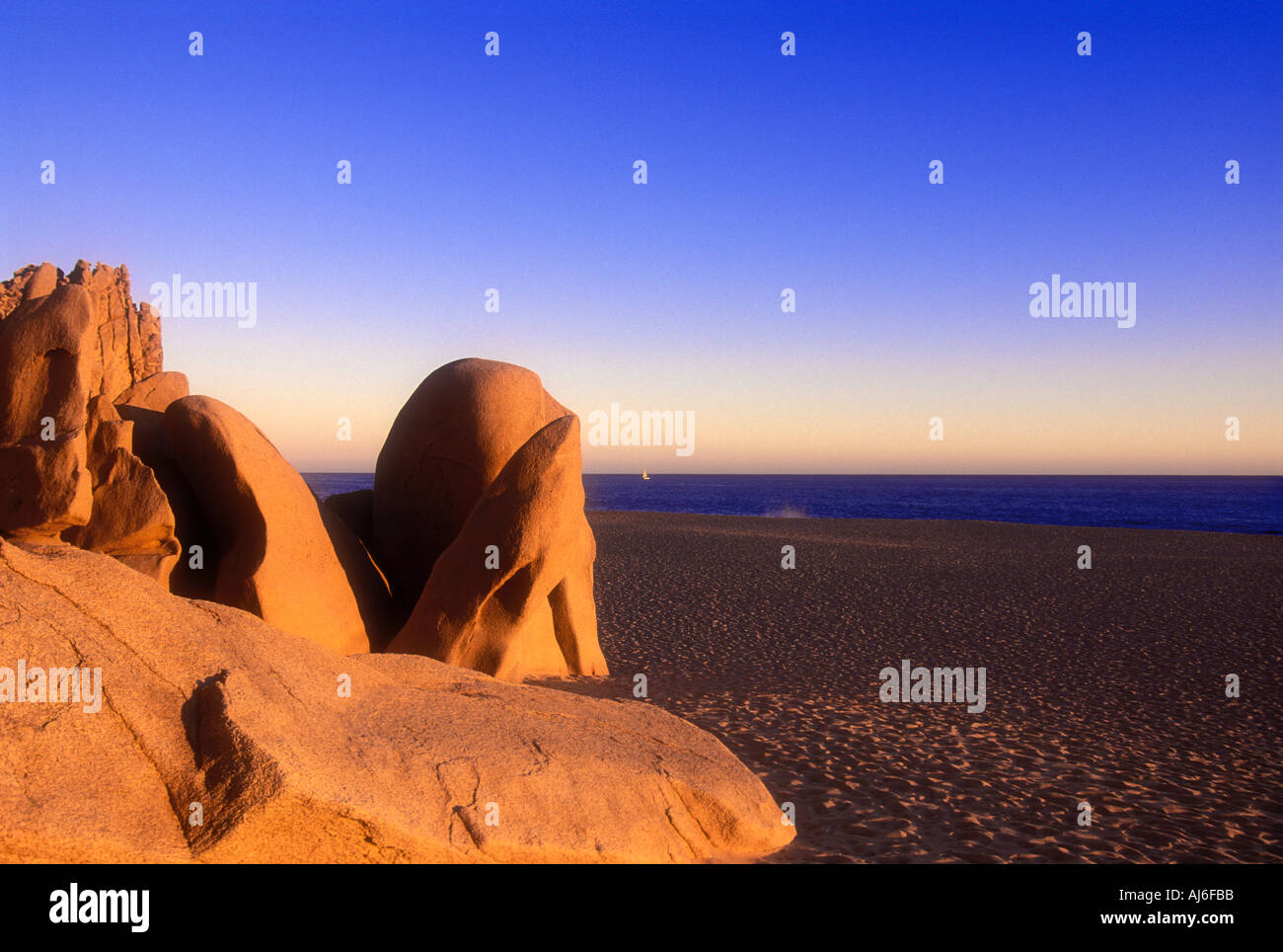 Rocks on beach with Pacific Ocean in background in Cabo san Lucas Baja ...