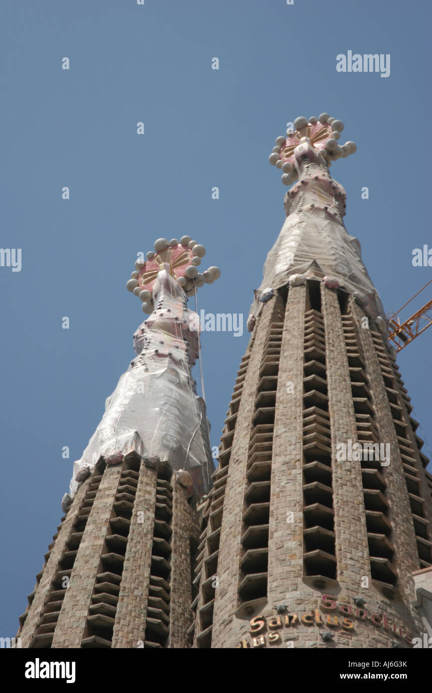 Close up of the spires of the La Sagrada Familia in Barcelona Stock ...