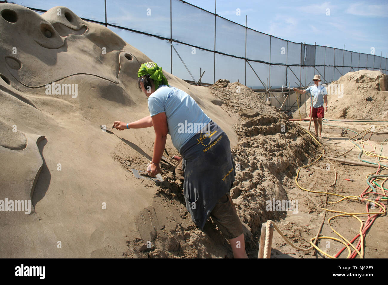 Artists Work On Sand Sculpture High Resolution Stock Photography and ...