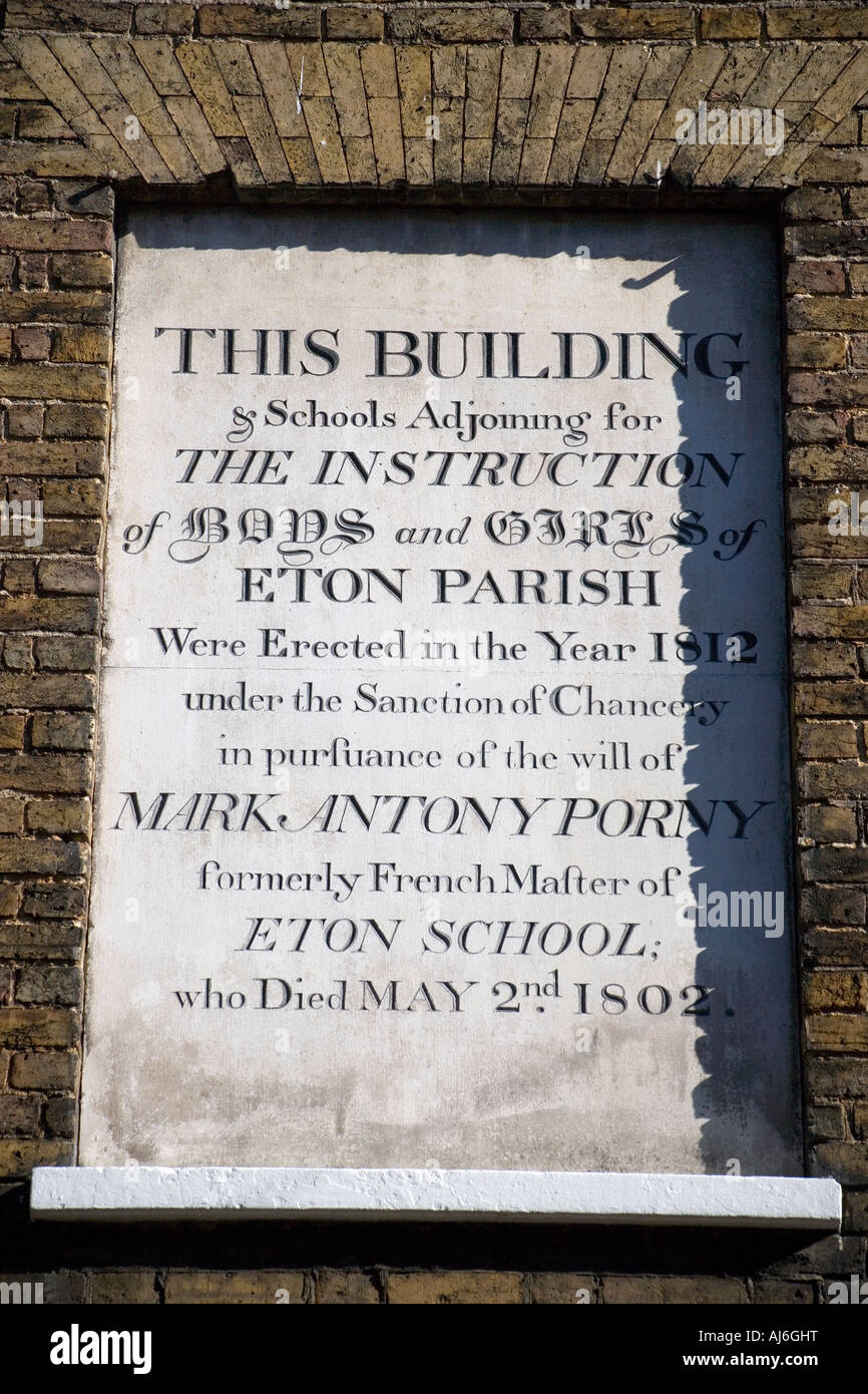 Historical Building Plaque Eton near Windsor England UK Stock Photo - Alamy