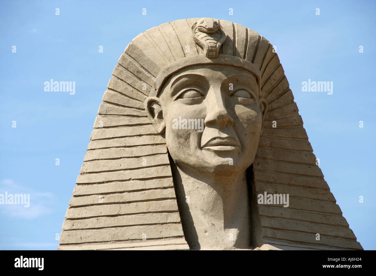 Sand sculpture of an egyptian pharaoh at the world sand sculpting ...