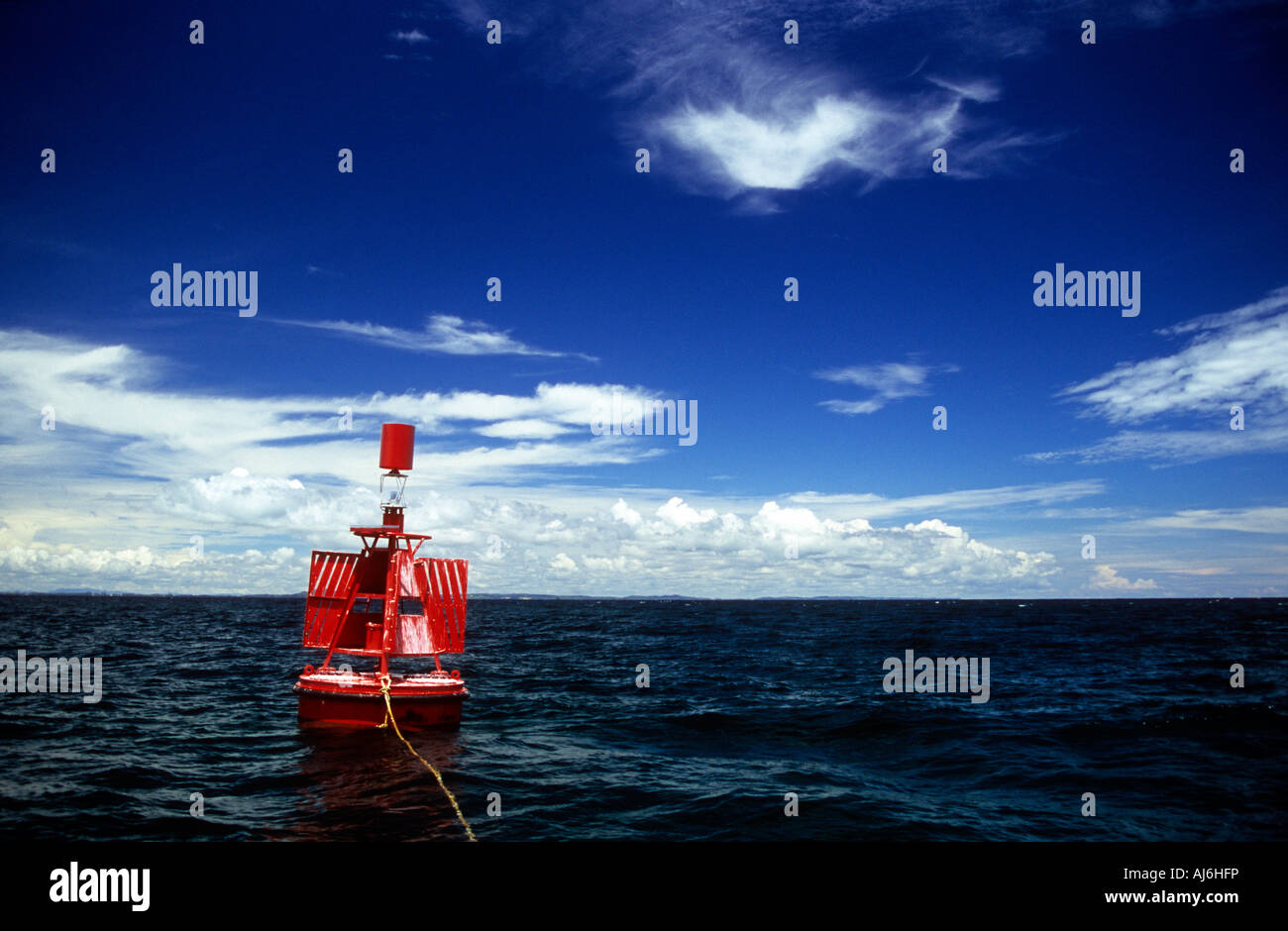 A shipping buoy marks Barrett's Bank near Brunei Darussalam, Borneo ...